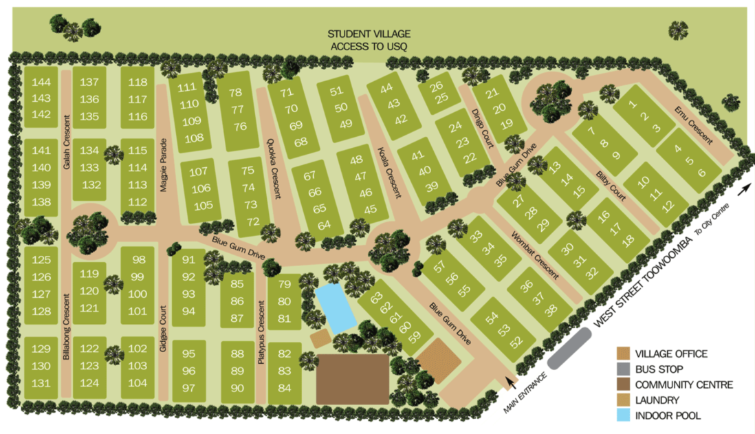 Student Village Map – Student Village Toowoomba